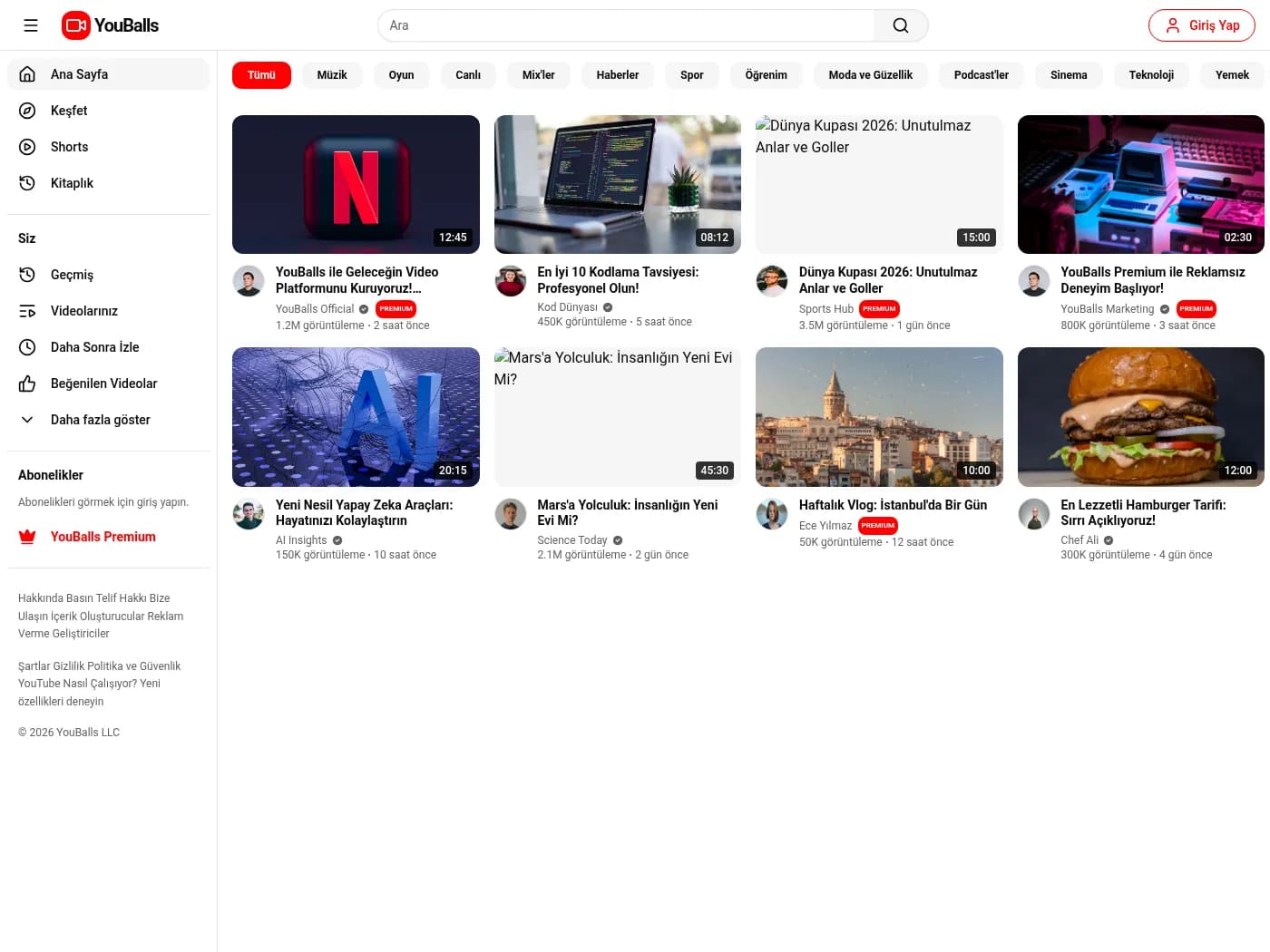 YouBalls Video Platform