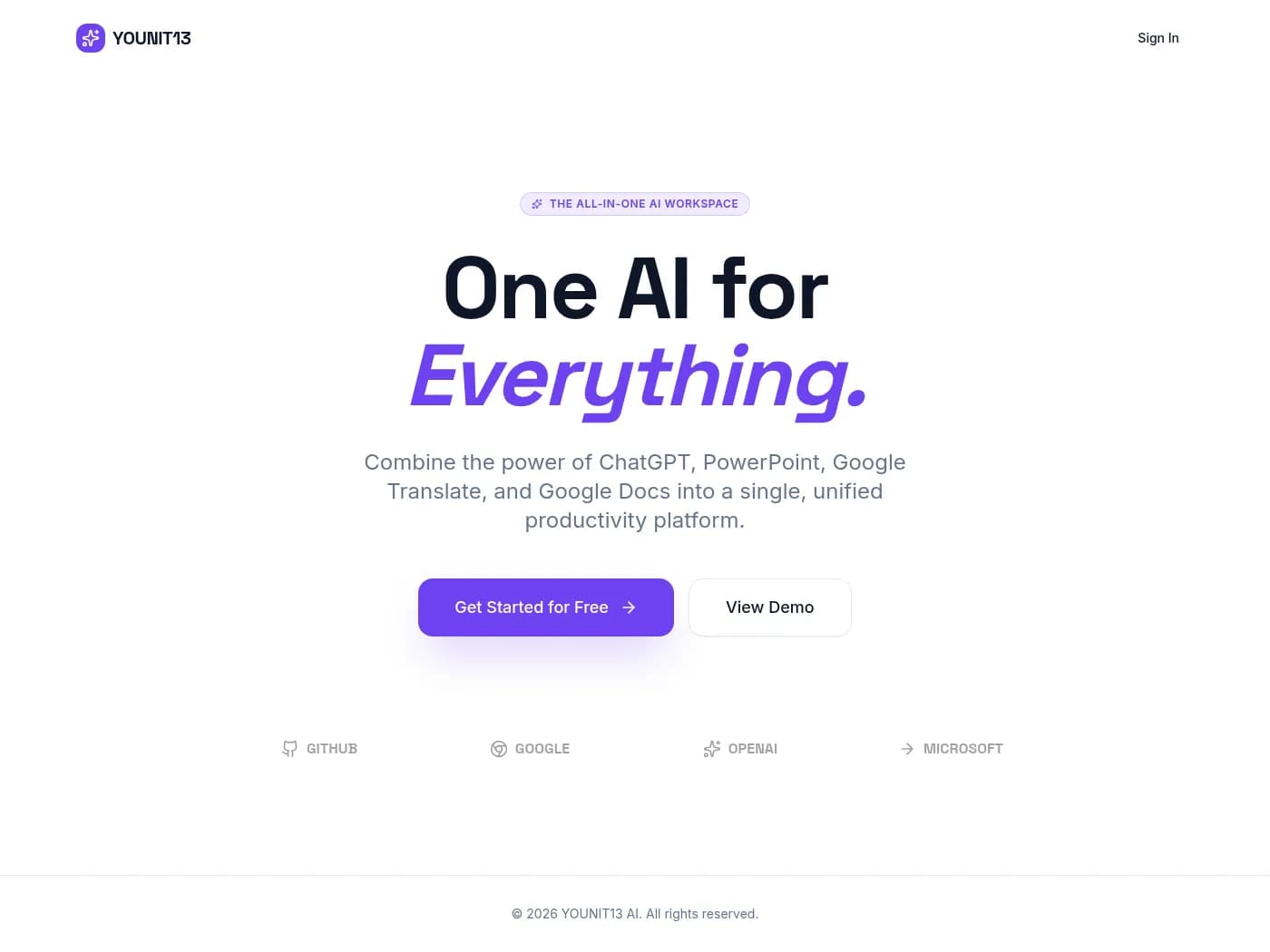 YOUNIT13 Workspace AI