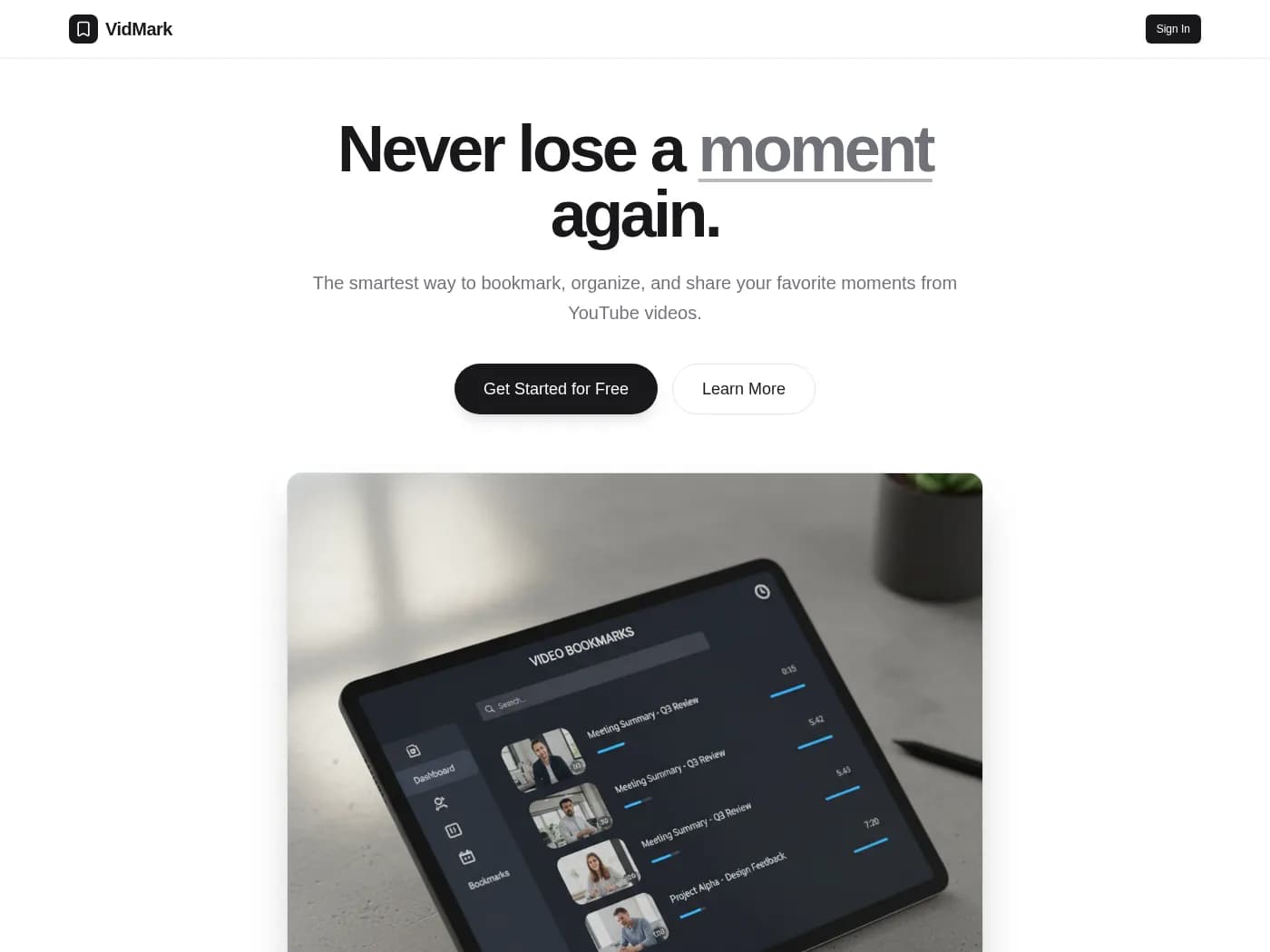 YouTube Video Bookmark