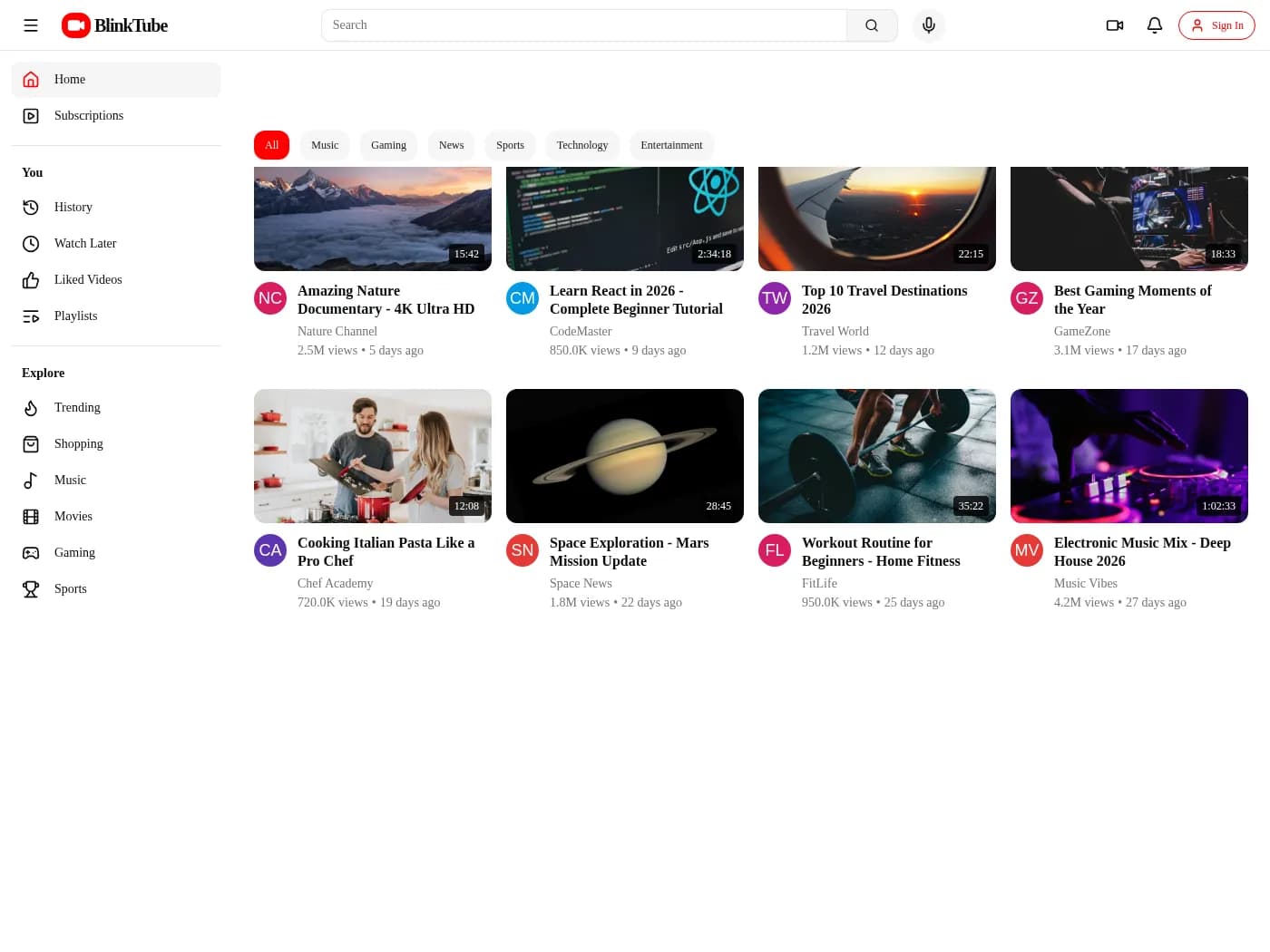 YouTube Clone Web