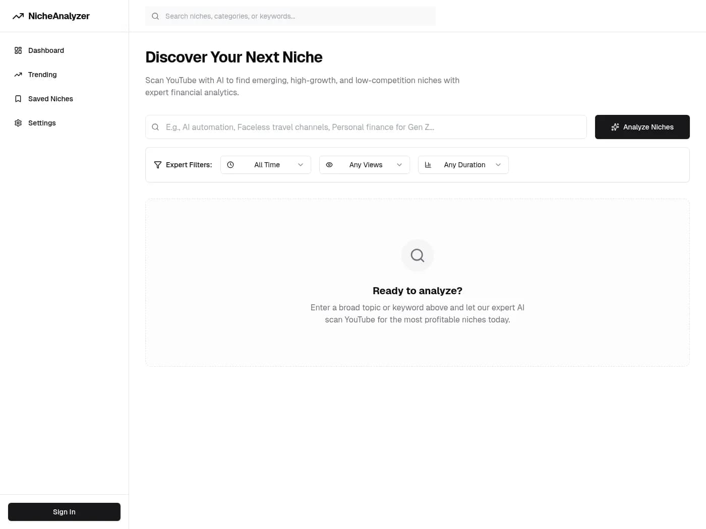 YouTube Niche Analyzer