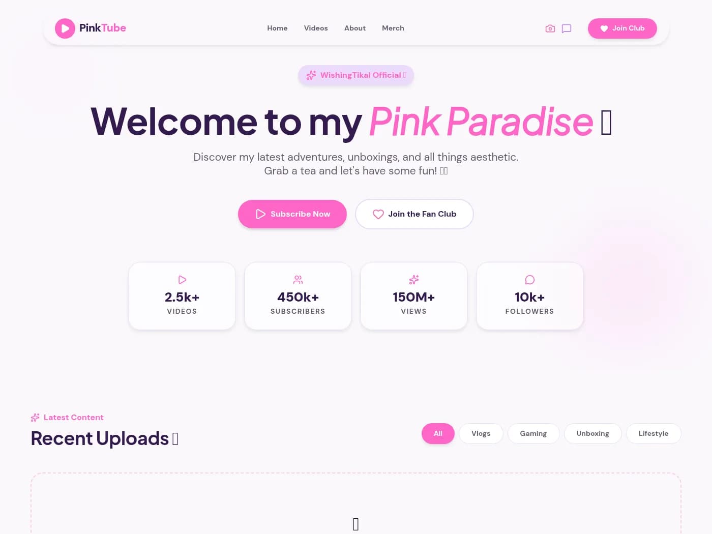 PinkTube Channel Site