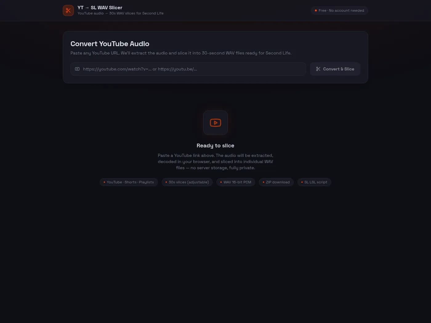 YouTube SL WAV Converter