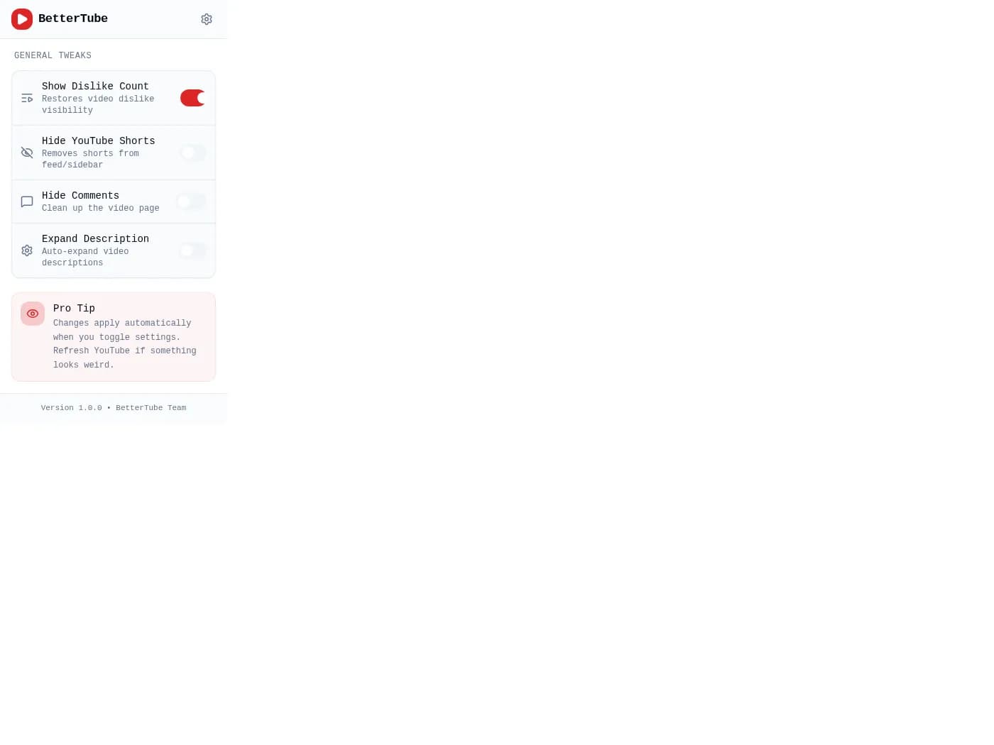 BetterTube Extension