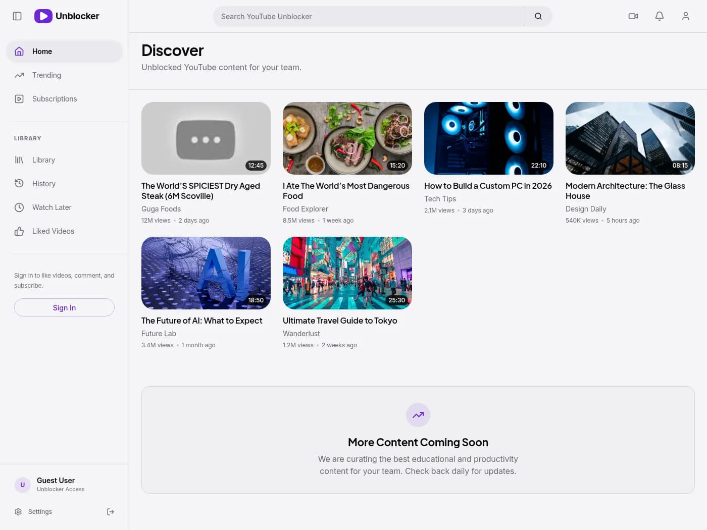YouTube Unblocker Platform