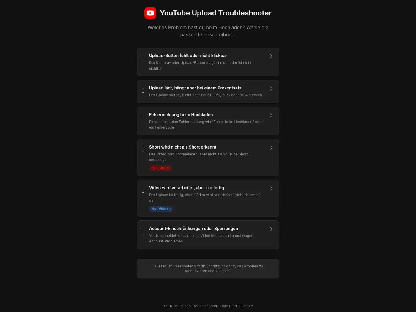 YouTube Upload Troubleshooter