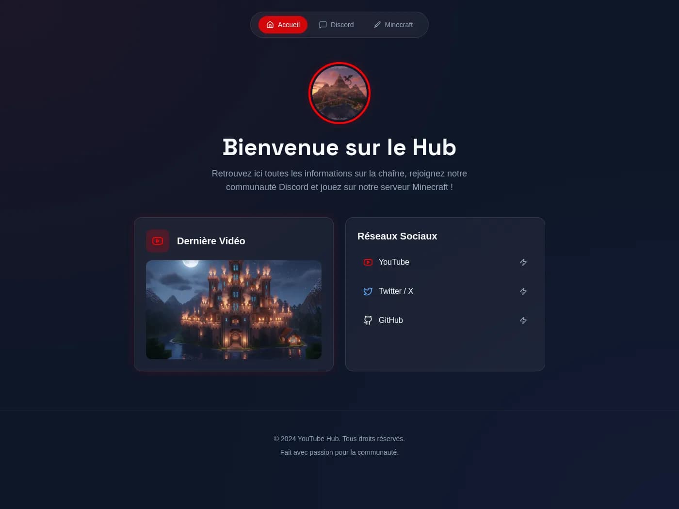 YouTube Hub Landing
