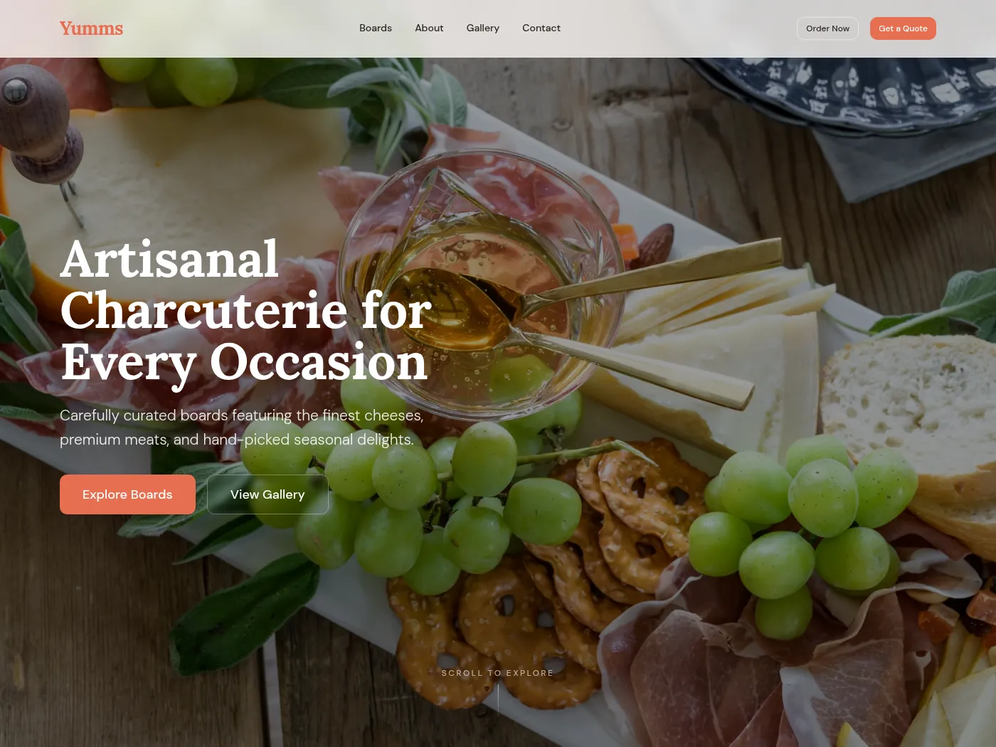 Yumms Charcuterie Website