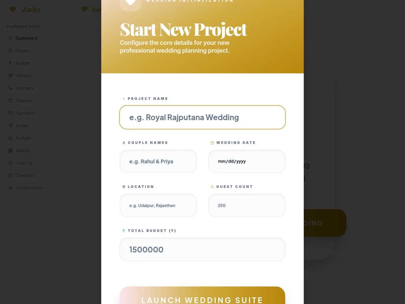 Zadia Wedding Planner