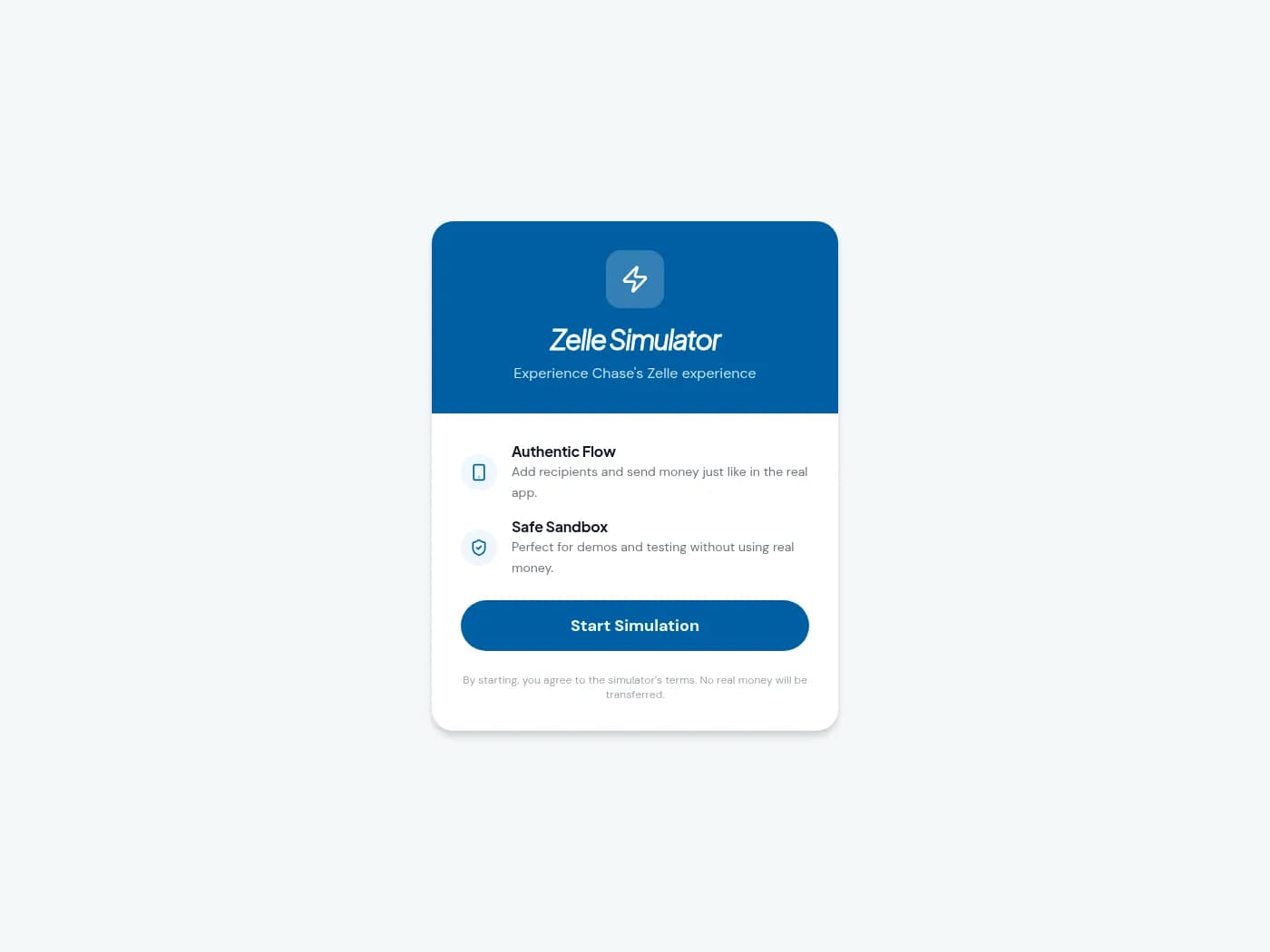 Zelle Demo Simulator