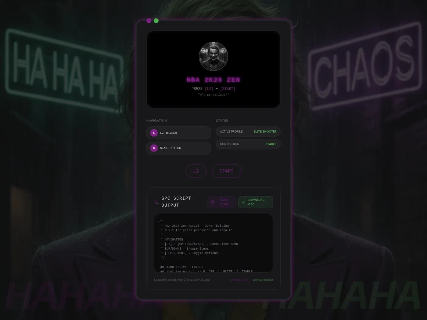 Zen Script NBA Menu