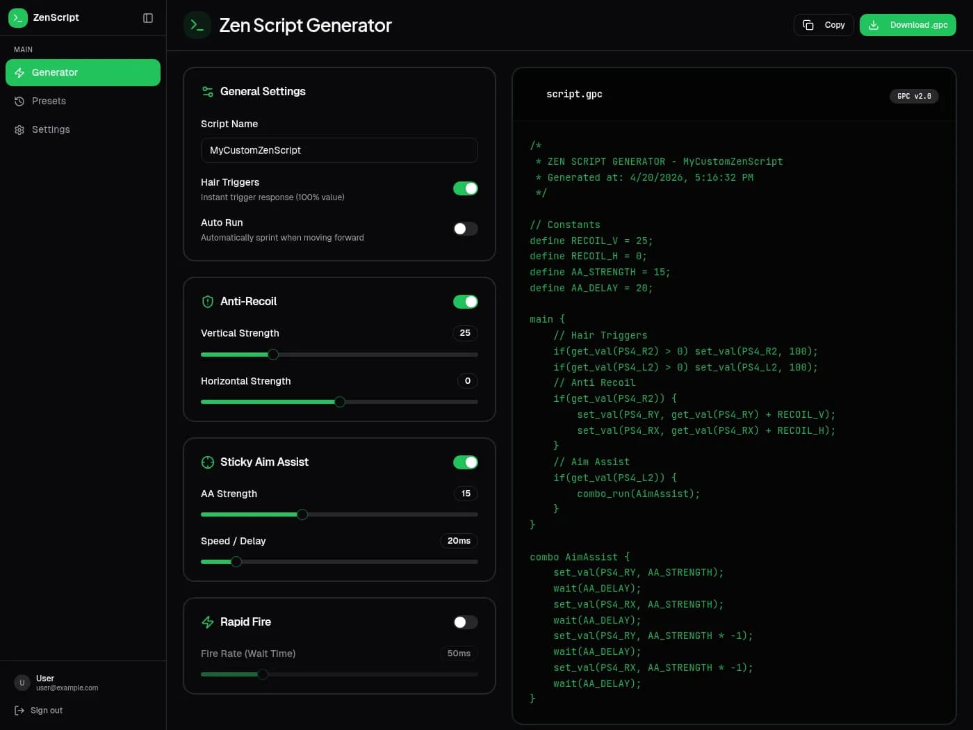 Cronus Zen Script Generator