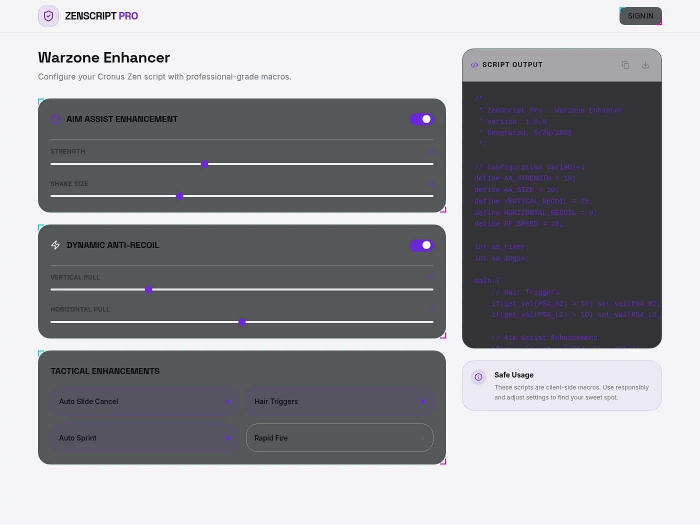 ZenScript Warzone Enhancer