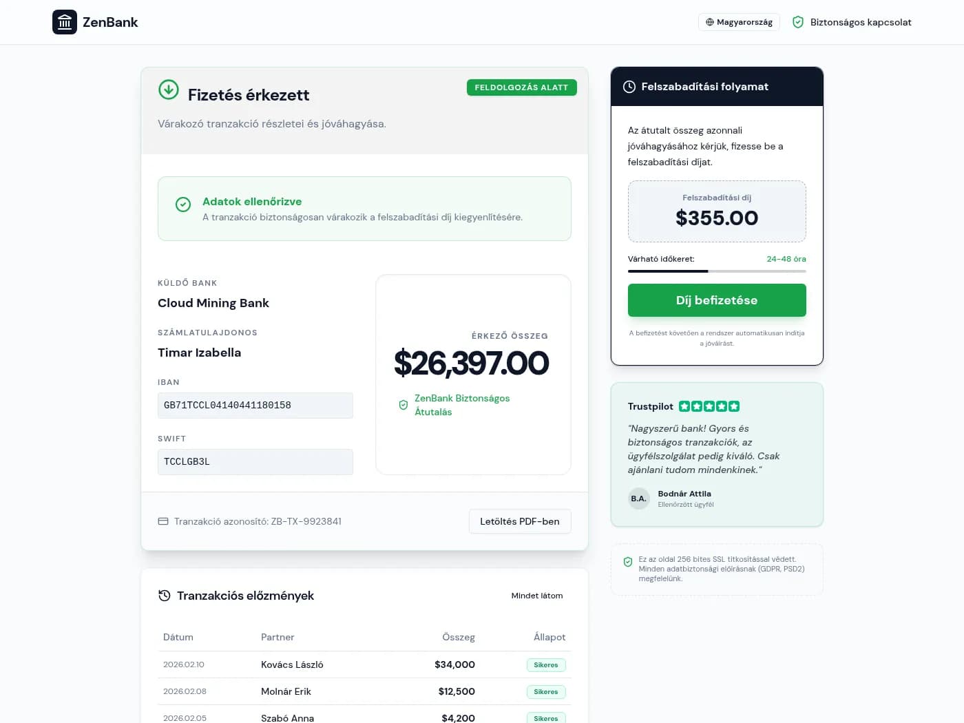ZenBank Payment Page