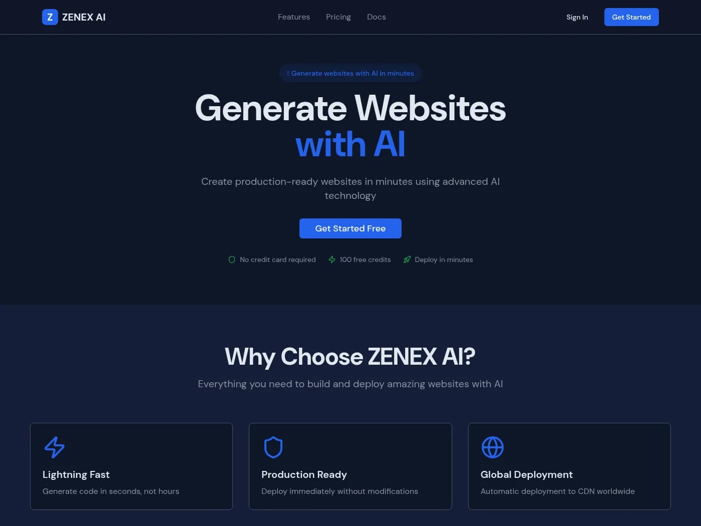 ZENEX AI Website Generator