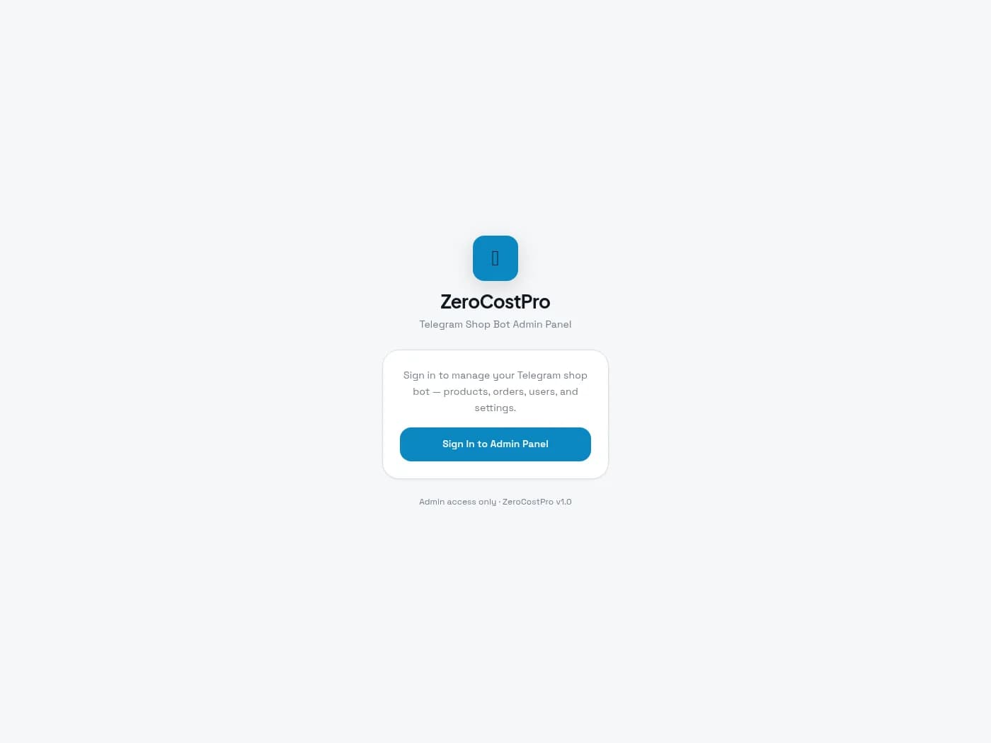 ZeroCostPro Telegram Shop Bot