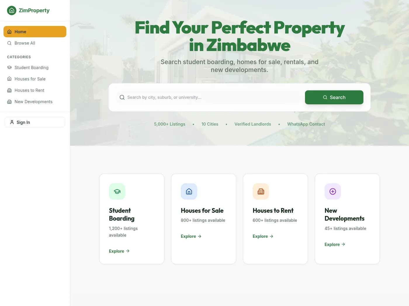 ZimProperty Marketplace Website