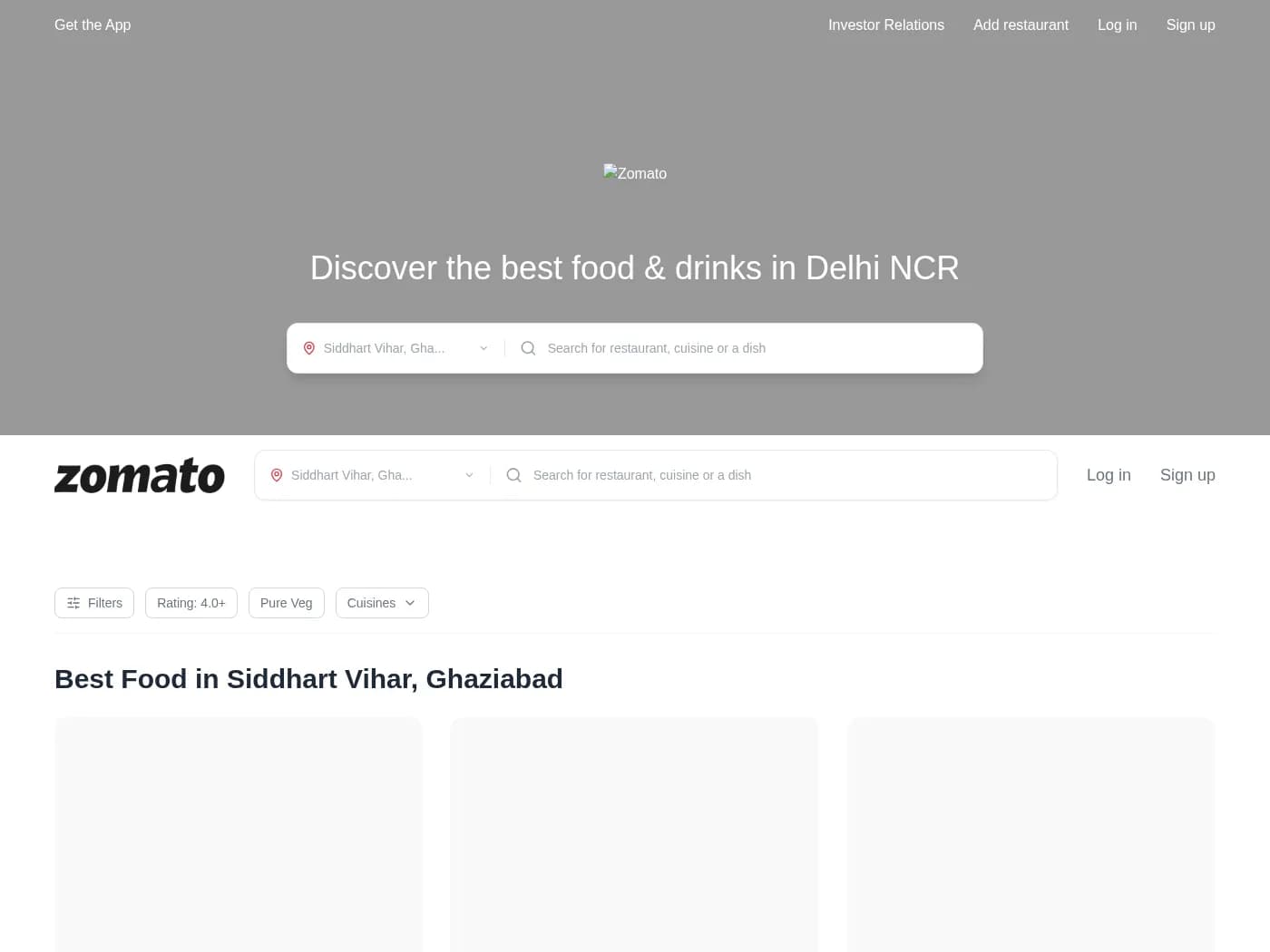 Zomato Web Clone
