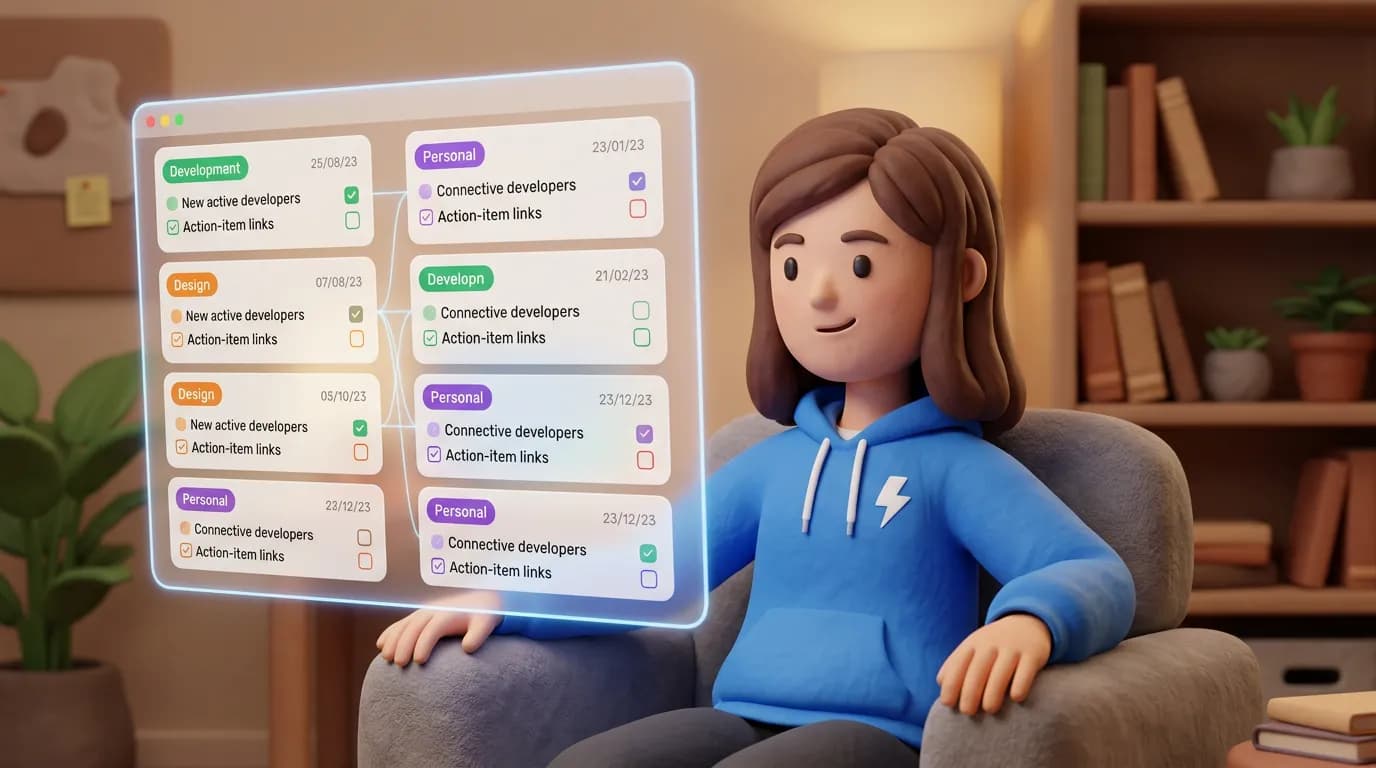 The result: your agent turns spoken notes into structured knowledge with action items, themes, and connections to your memory system