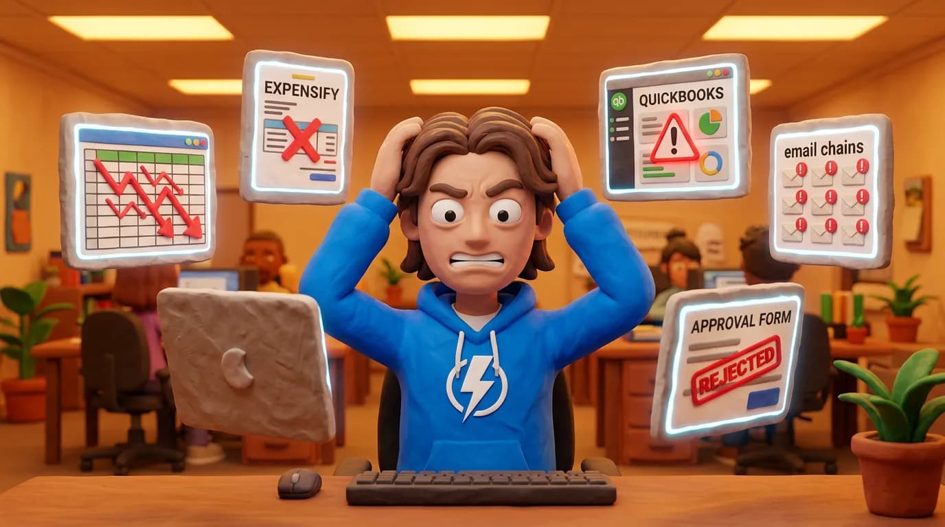 Finance teams juggling 5+ SaaS tools that don't talk to each other — spreadsheets, expense apps, approval chains, and accounting software all in separate tabs