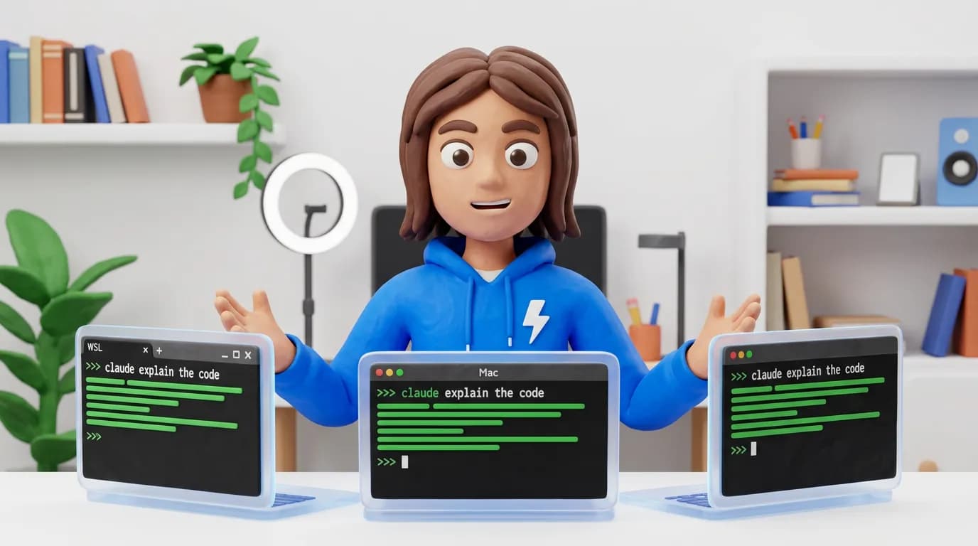 Claude Code setup paths for Mac, Windows, and Linux — different install steps, same result
