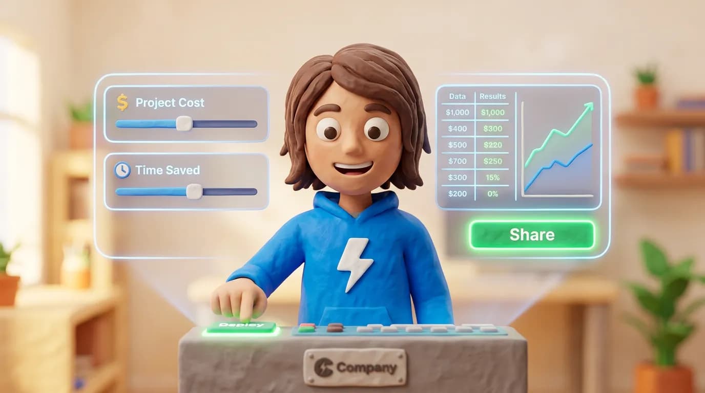 A custom ROI calculator built with Blink: embeddable in proposals, branded to your product, live in an afternoon without any code
