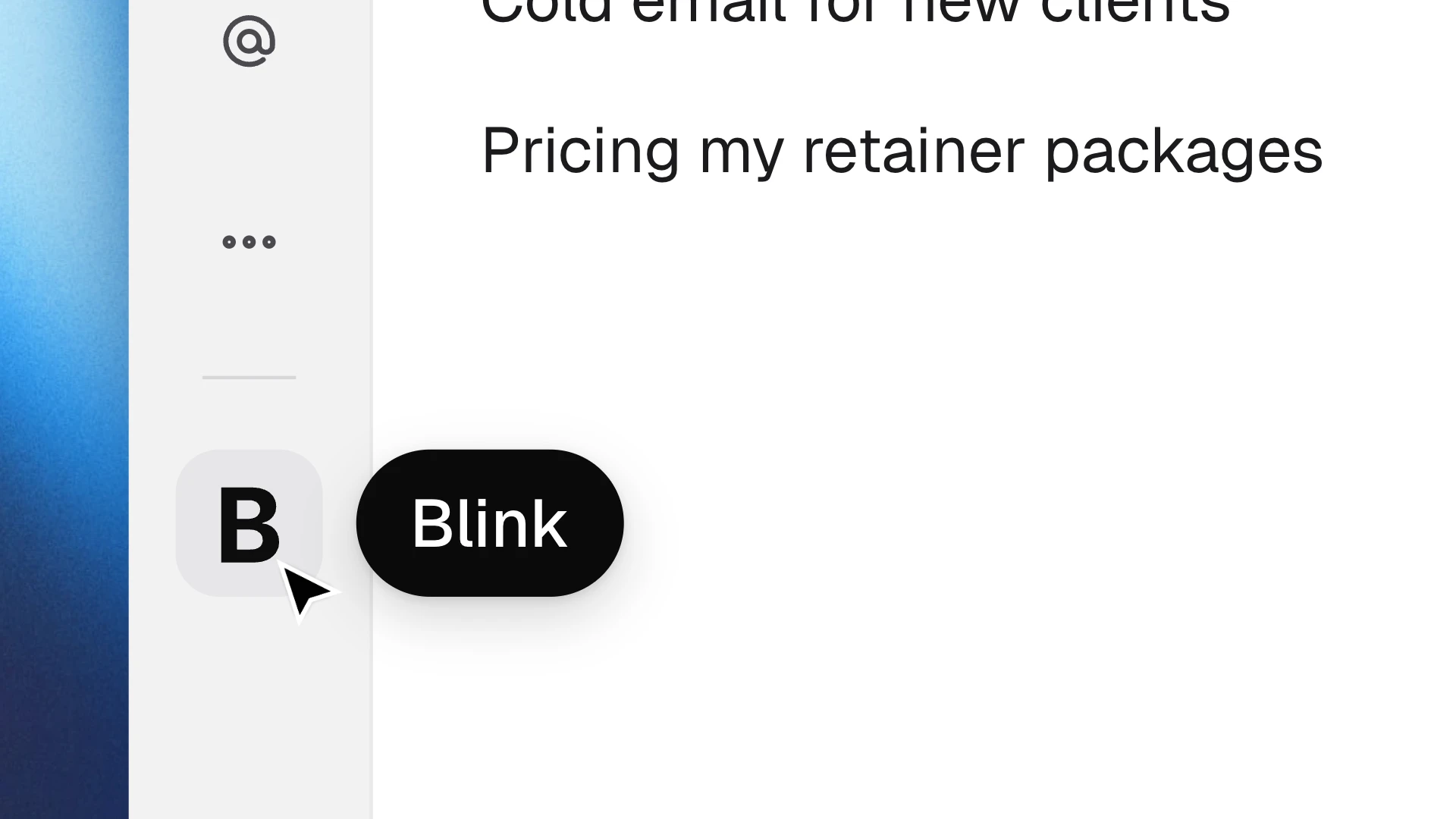The ChatGPT sidebar with the Blink icon and its tooltip