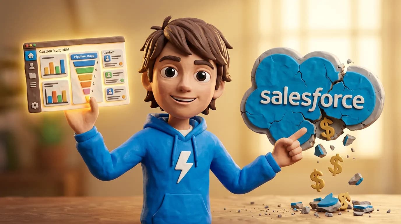 Build vs buy: a custom AI-built CRM vs Salesforce's $300/seat enterprise CRM