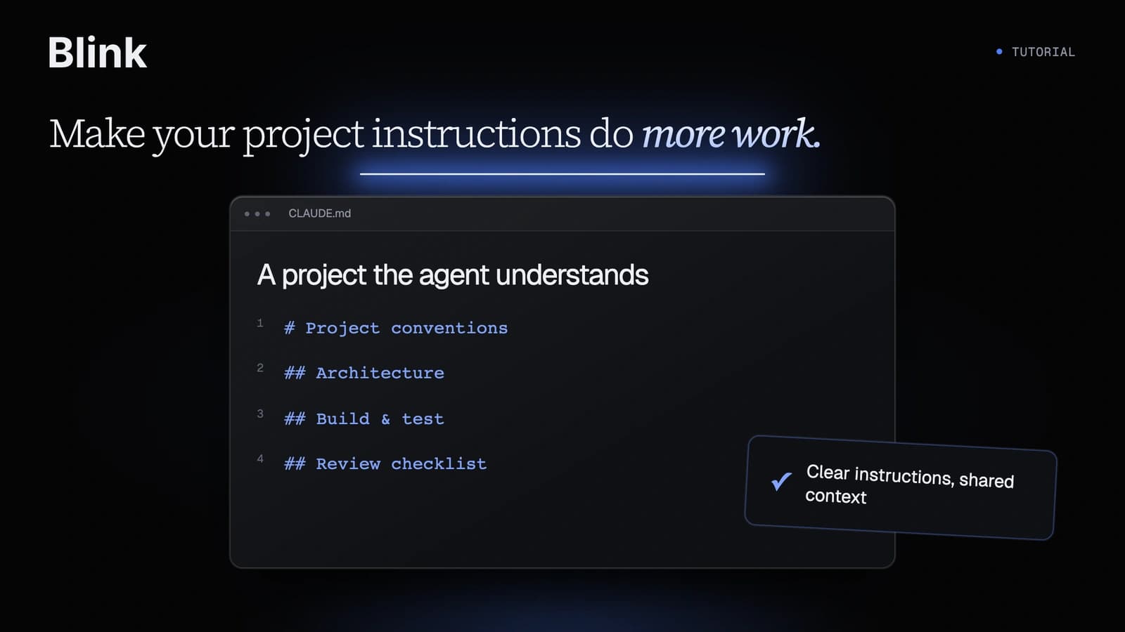 Make your project instructions do more work. Claude Code tips and tricks. Conceptual illustration.