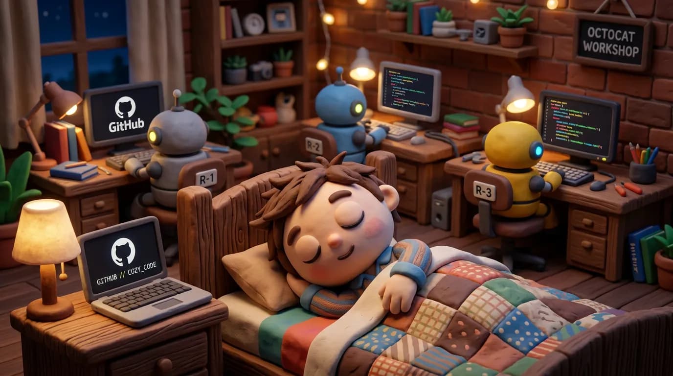 Developer sleeping while OpenClaw agents autonomously fix bugs and open GitHub PRs