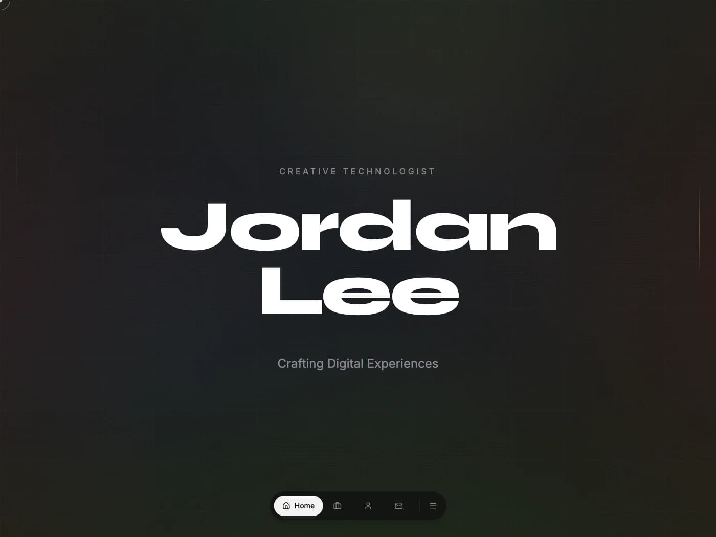 Immersive Scroll Portfolio: the home page of the template