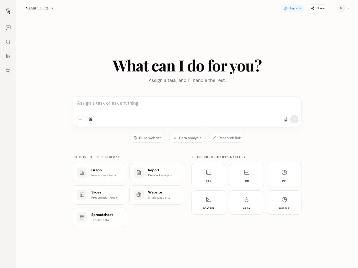 Manus: the home page of the template