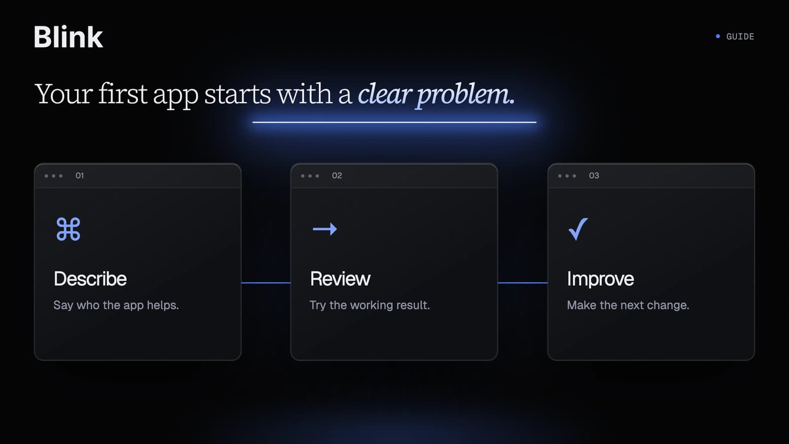 Your first app starts with a clear problem. Vibe coding for beginners. Conceptual illustration.