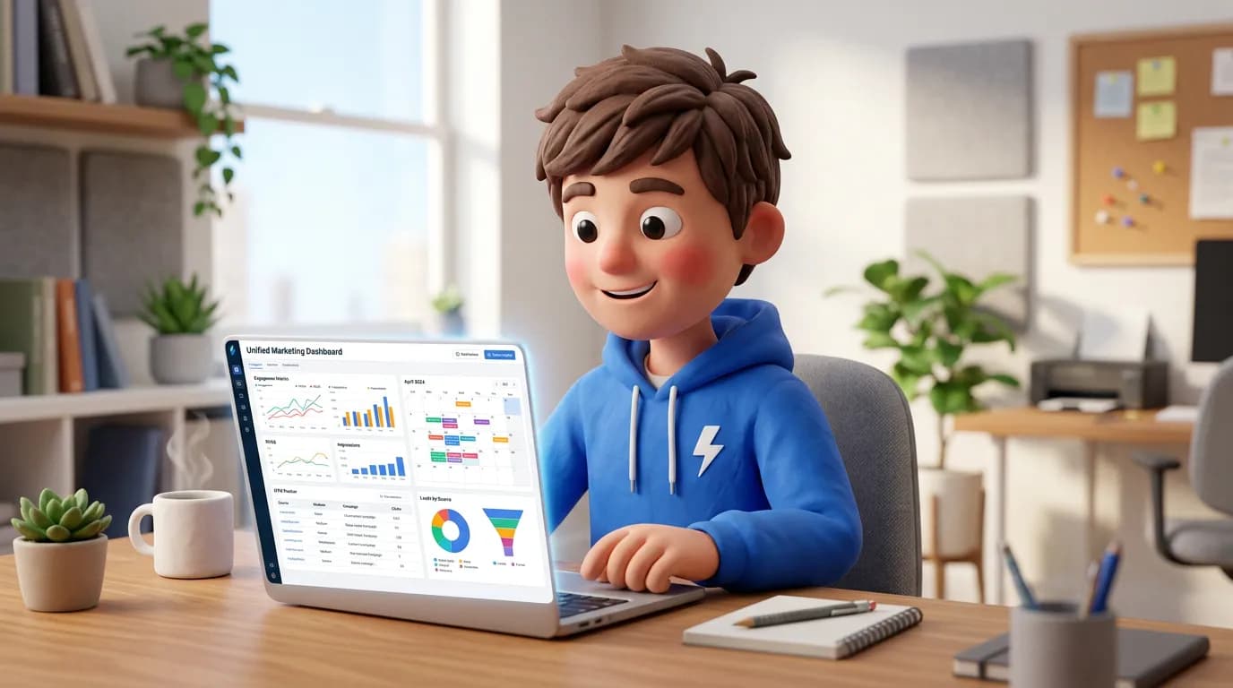 The custom marketing stack: one app that tracks campaigns, manages content, generates UTMs, and shows lead attribution — all in one dashboard