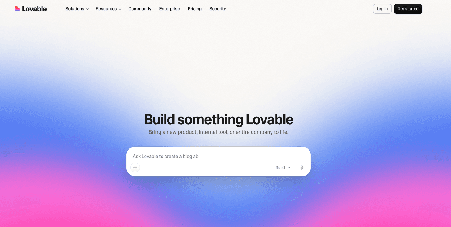 Lovable homepage