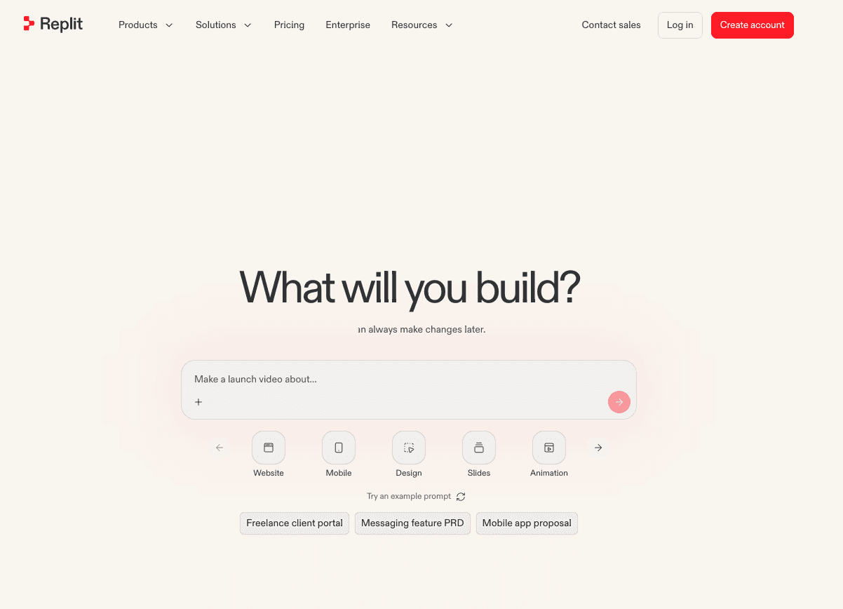 Replit homepage