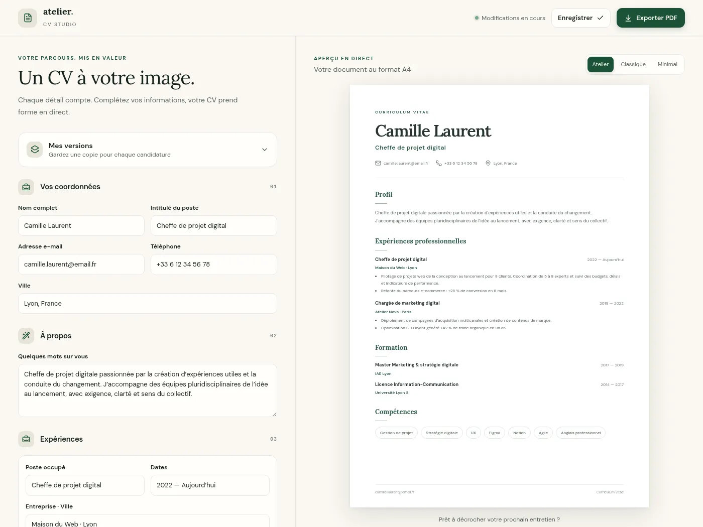 CV Générateur Pro
