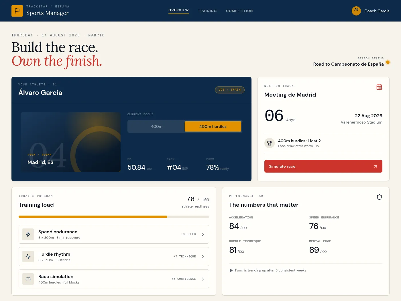 TrackStar Sports Manager