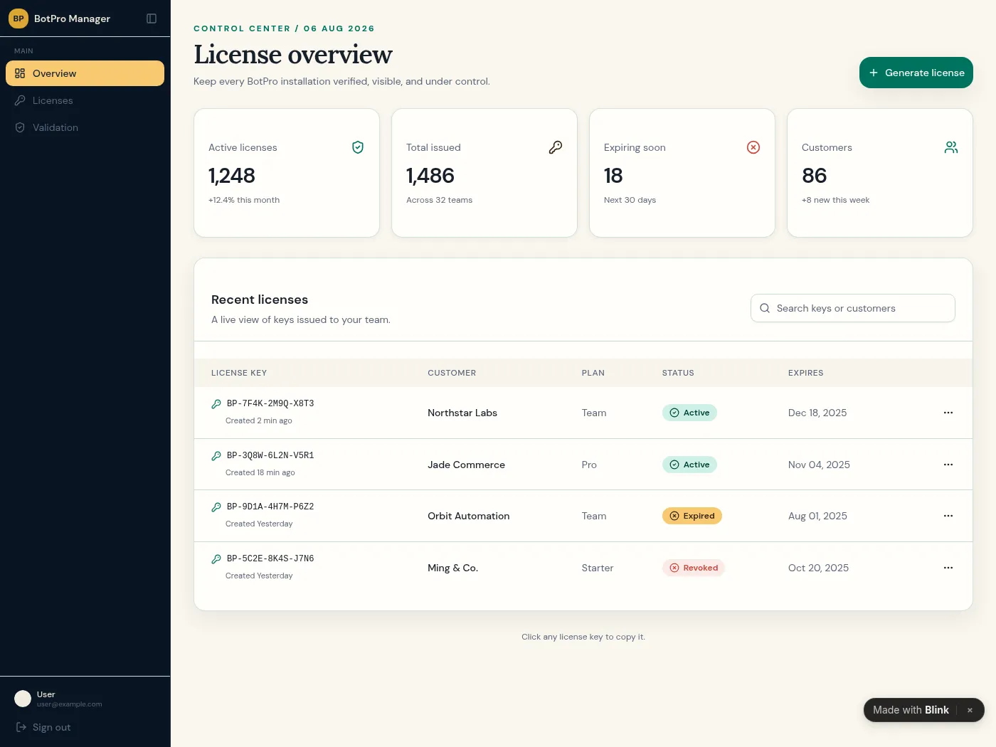 BotPro License Manager
