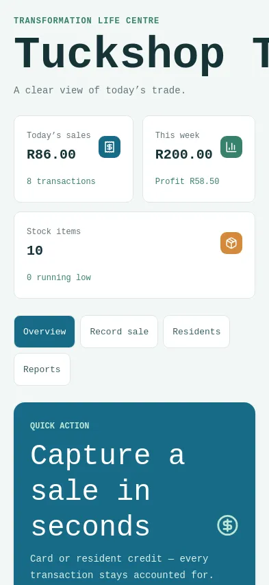 Tuckshop Tracker App