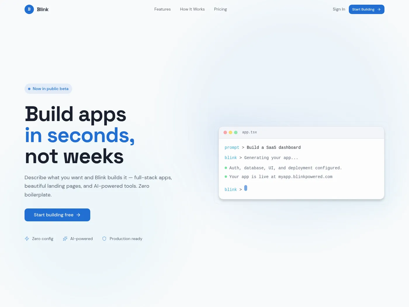 Blink Landing Page