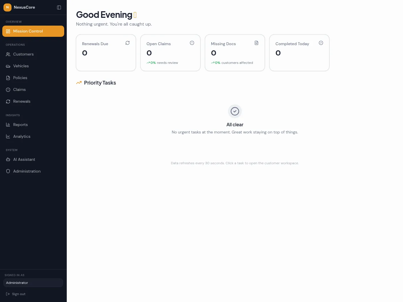 NexusCore UI Redesign