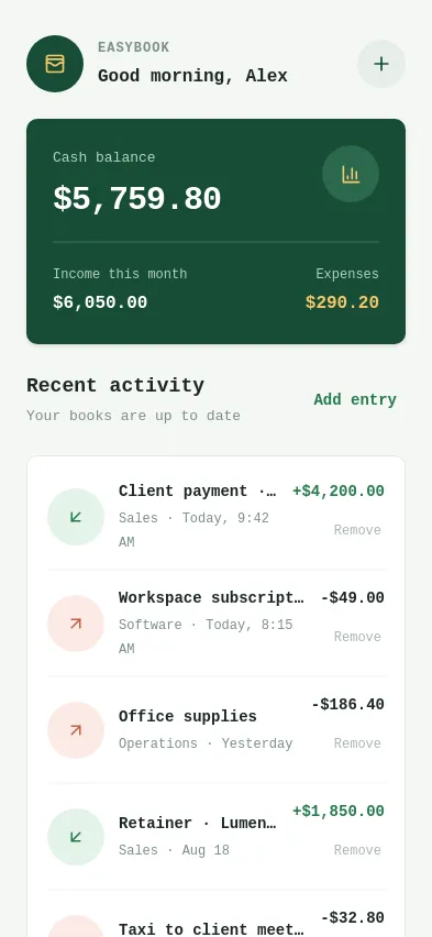 EasyBook Mobile Ledger