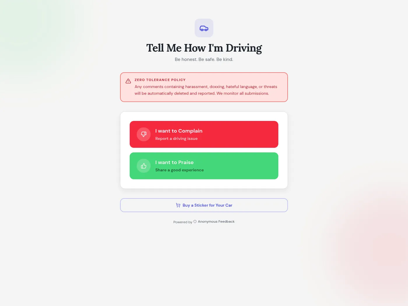 Tell Me How I'm Driving