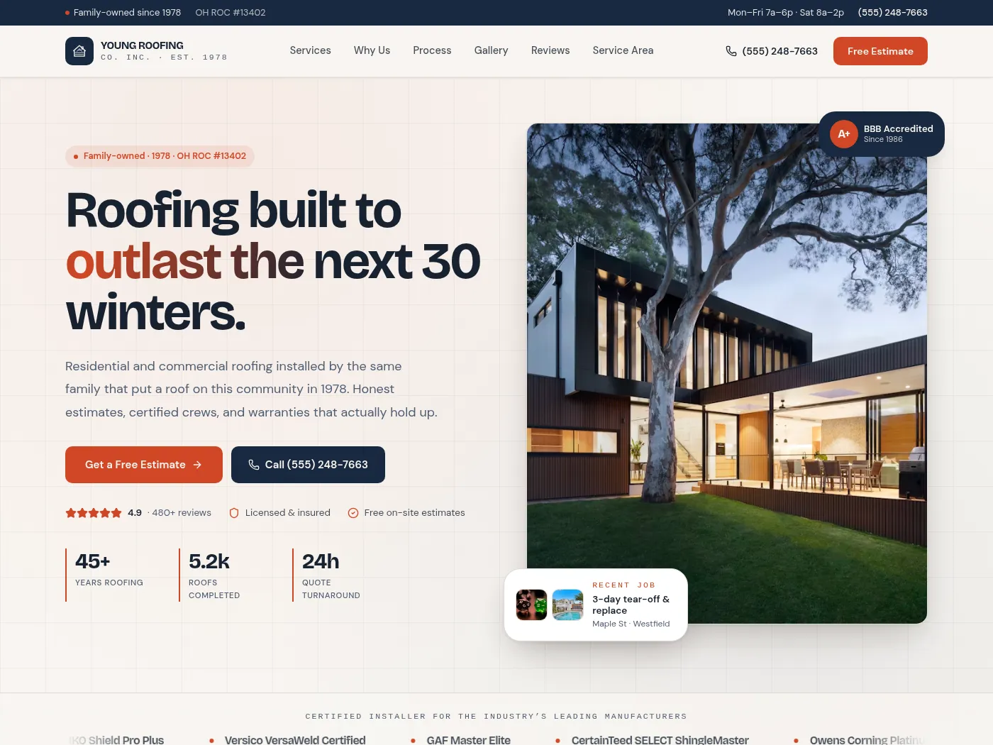 Young Roofing Website