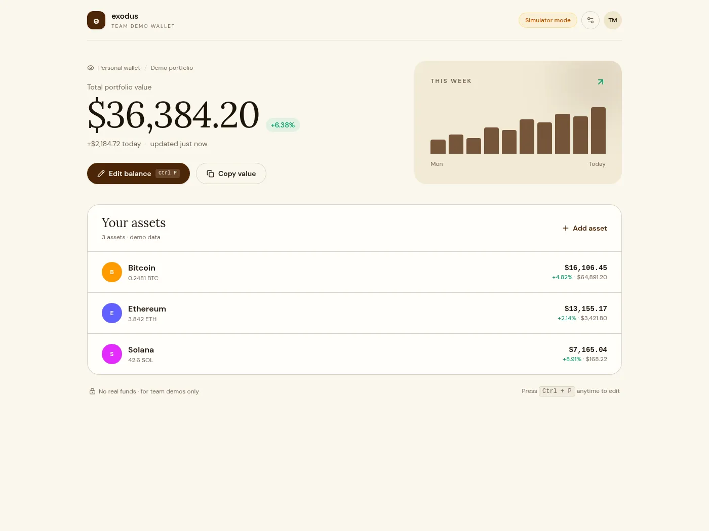 Exodus Wallet Simulator