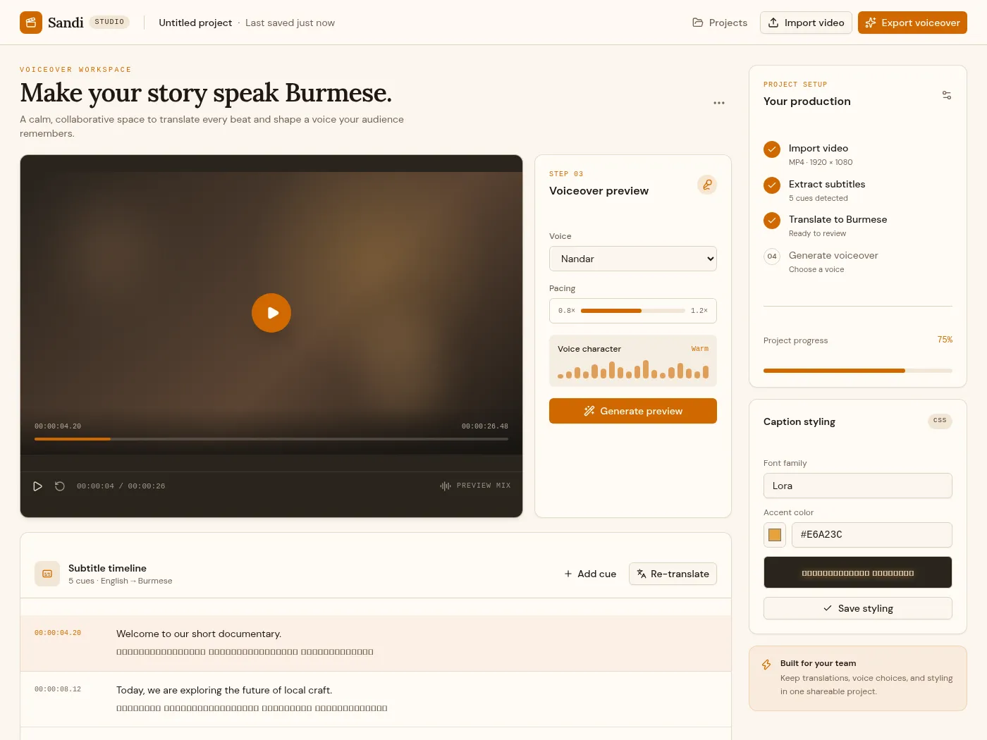 Burmese Video Voiceover Tool