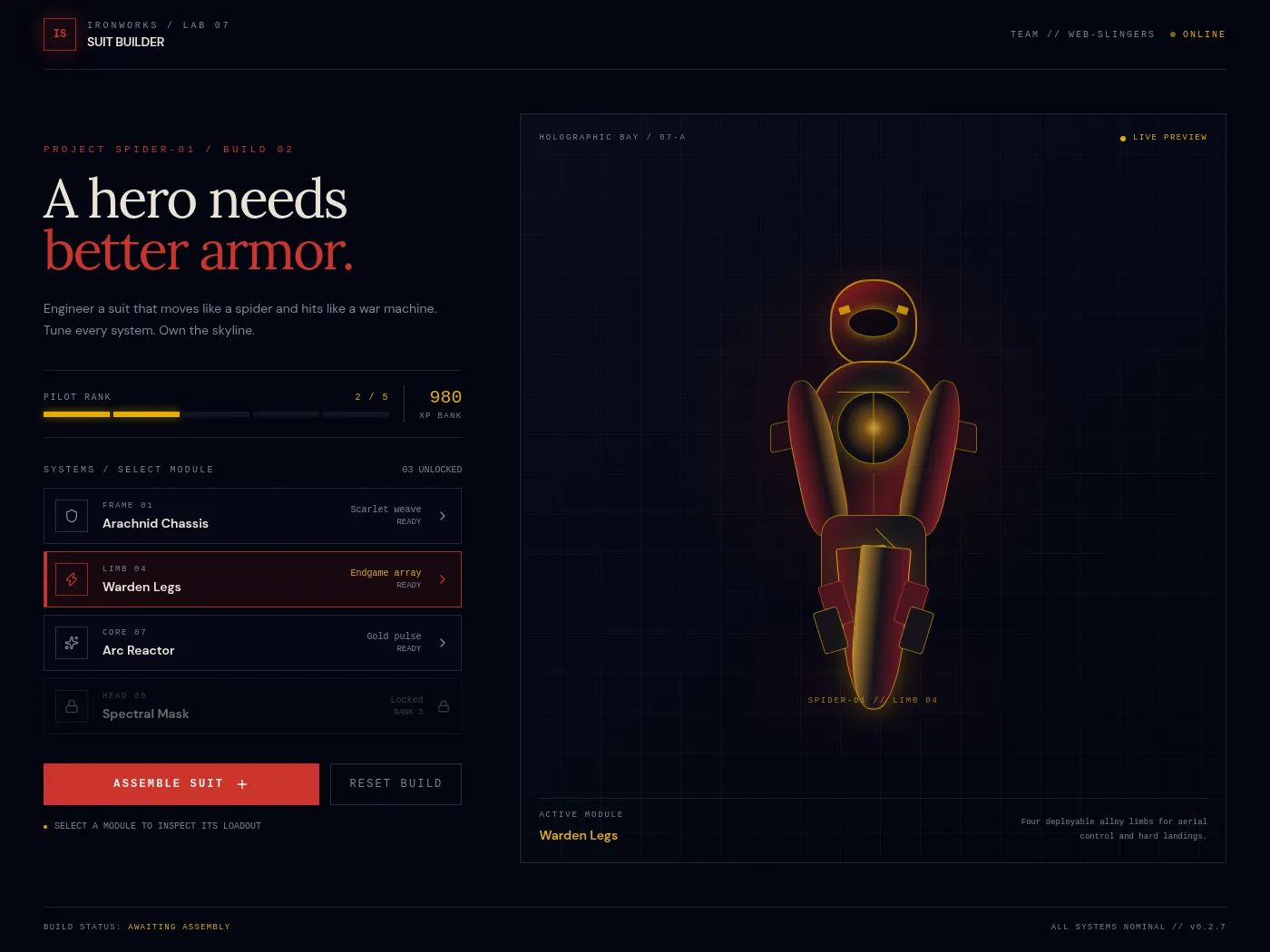 Iron Suit Builder