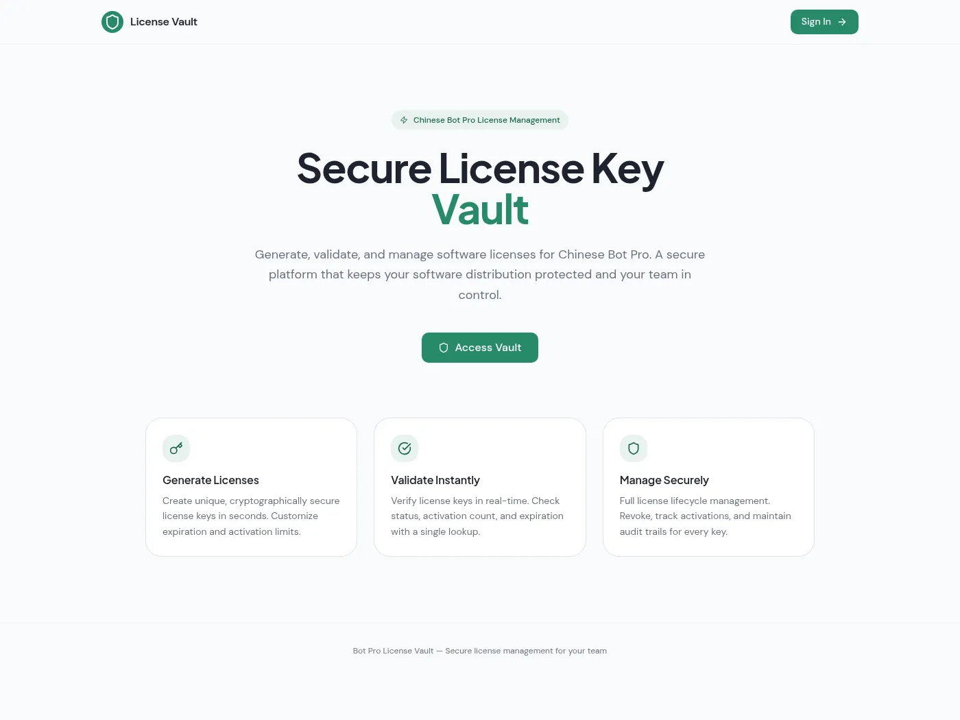 Bot Pro License Vault