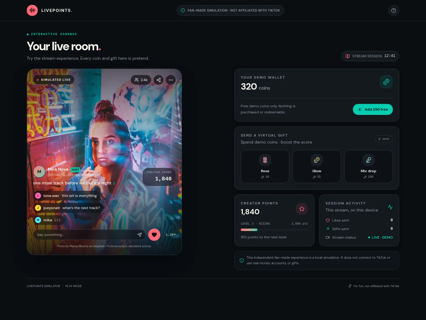 LivePoints Sim